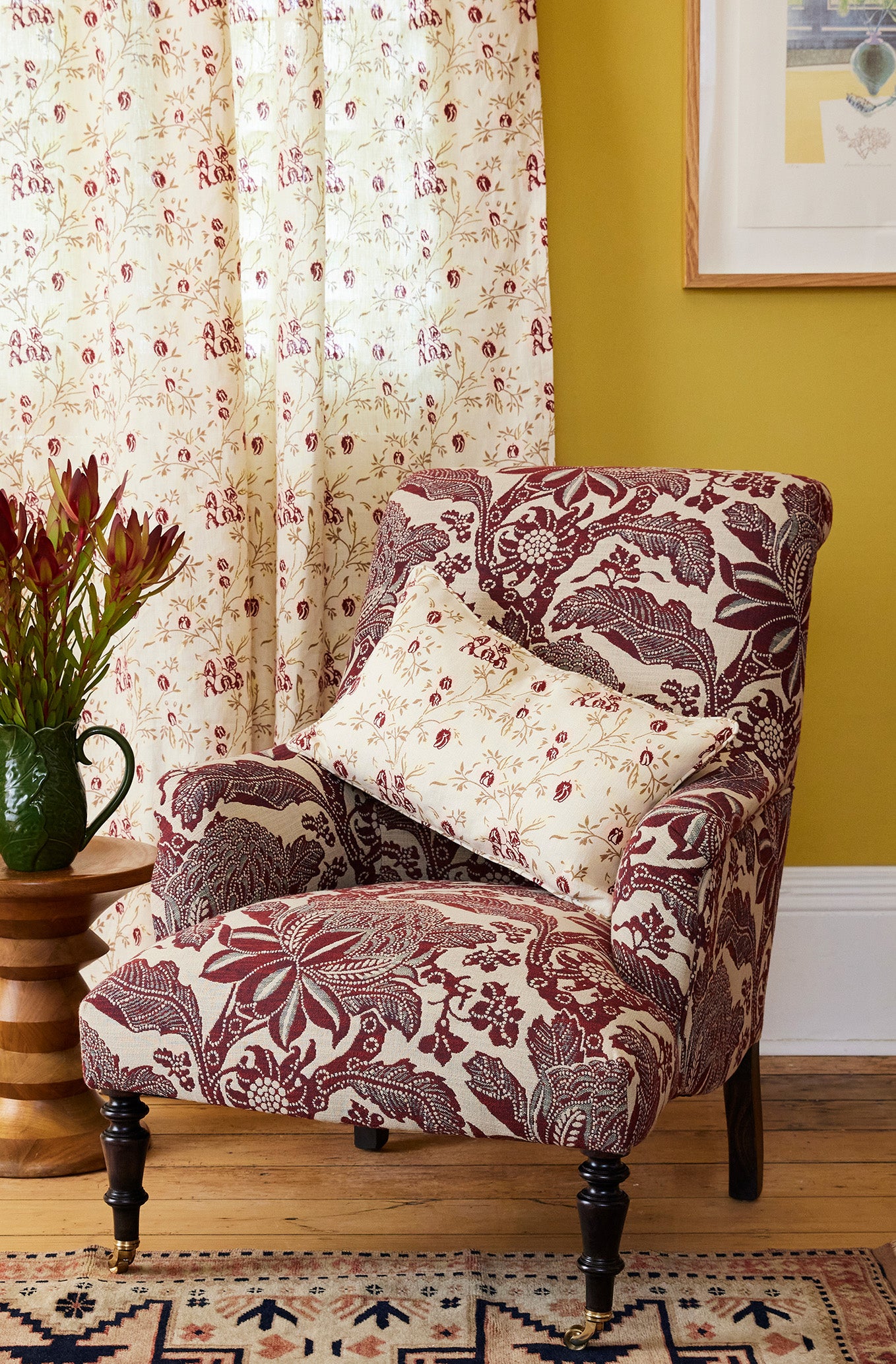 French Parlour Chair - Waratah Ruby Performance Fabric – Utopia Goods